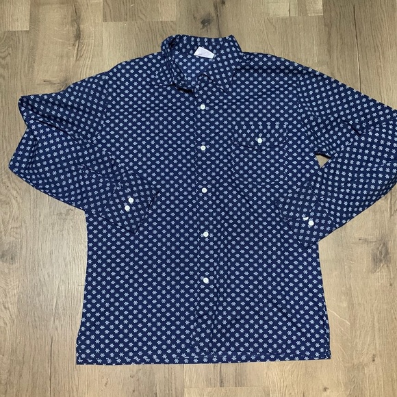 Skyr | Shirts | Skyr Vintage Mens Blue White Snowflake Button Up Long ...